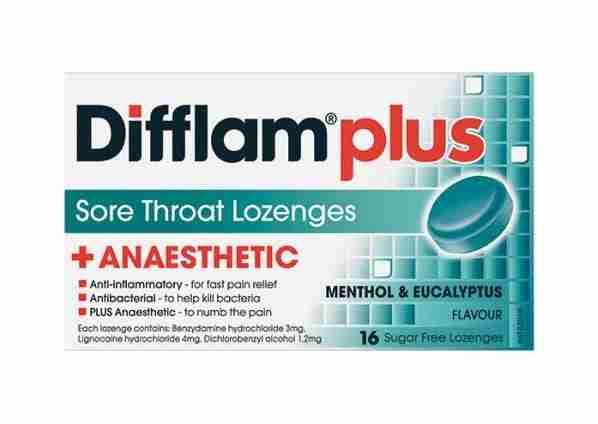 Difflam Plus Anaesthetic Menthol&Eucalyptus Sugar Free 16 Lozenges ...